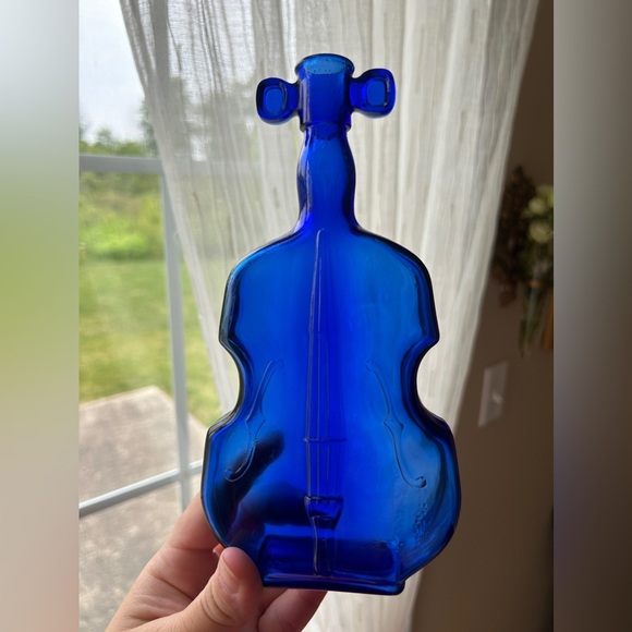 Accents | Vintage Cobalt Blue Glass Violin Cello Bottle Vase 8 Tall ...